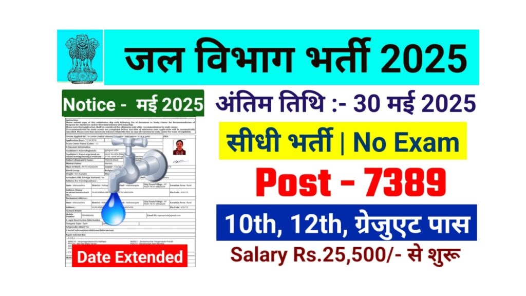 जल विभाग में बंपर भर्ती शुरू! क्या आपने अप्लाई किया? देखें योग्यता और लास्ट डेट Jal Vibhag New ...